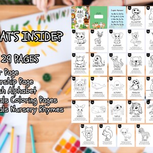 Cute Animals Coloring Book Printable, ABC Alphabet Pages Preschool Busy ...