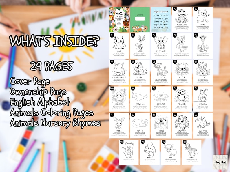 Cute Animals Coloring Book Printable, ABC Alphabet Pages Preschool Busy ...