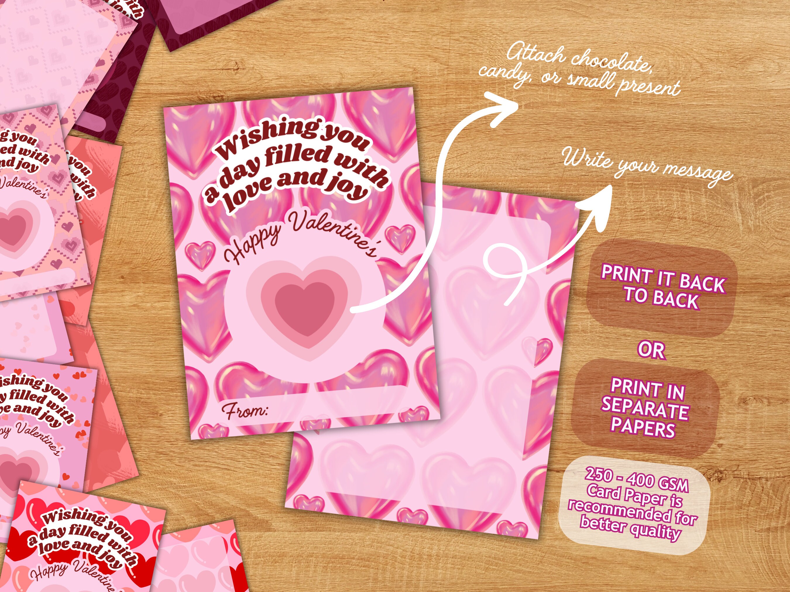 Printable Valentine’s Day Cards Cute Pink Valentine Cards for Her ...