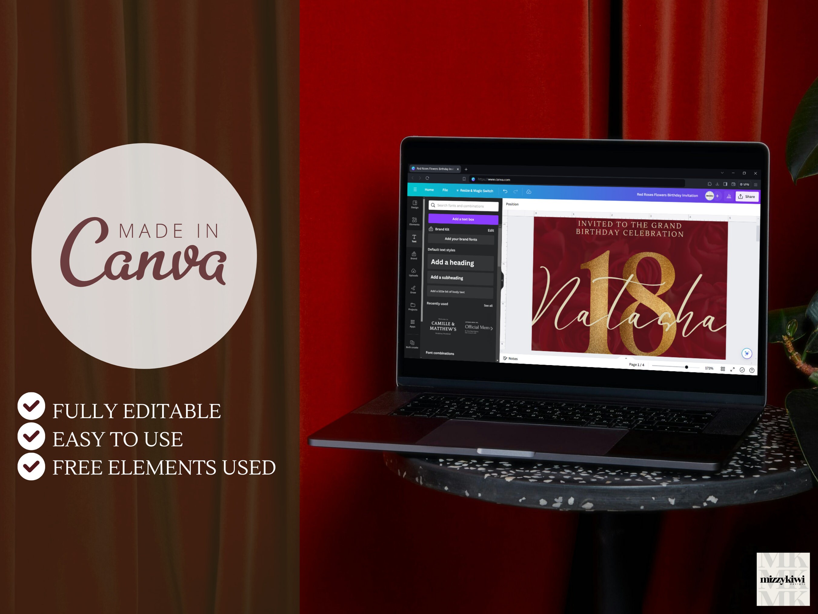 18th Birthday Invitation Card Template Full Editable Elegant Gold and ...