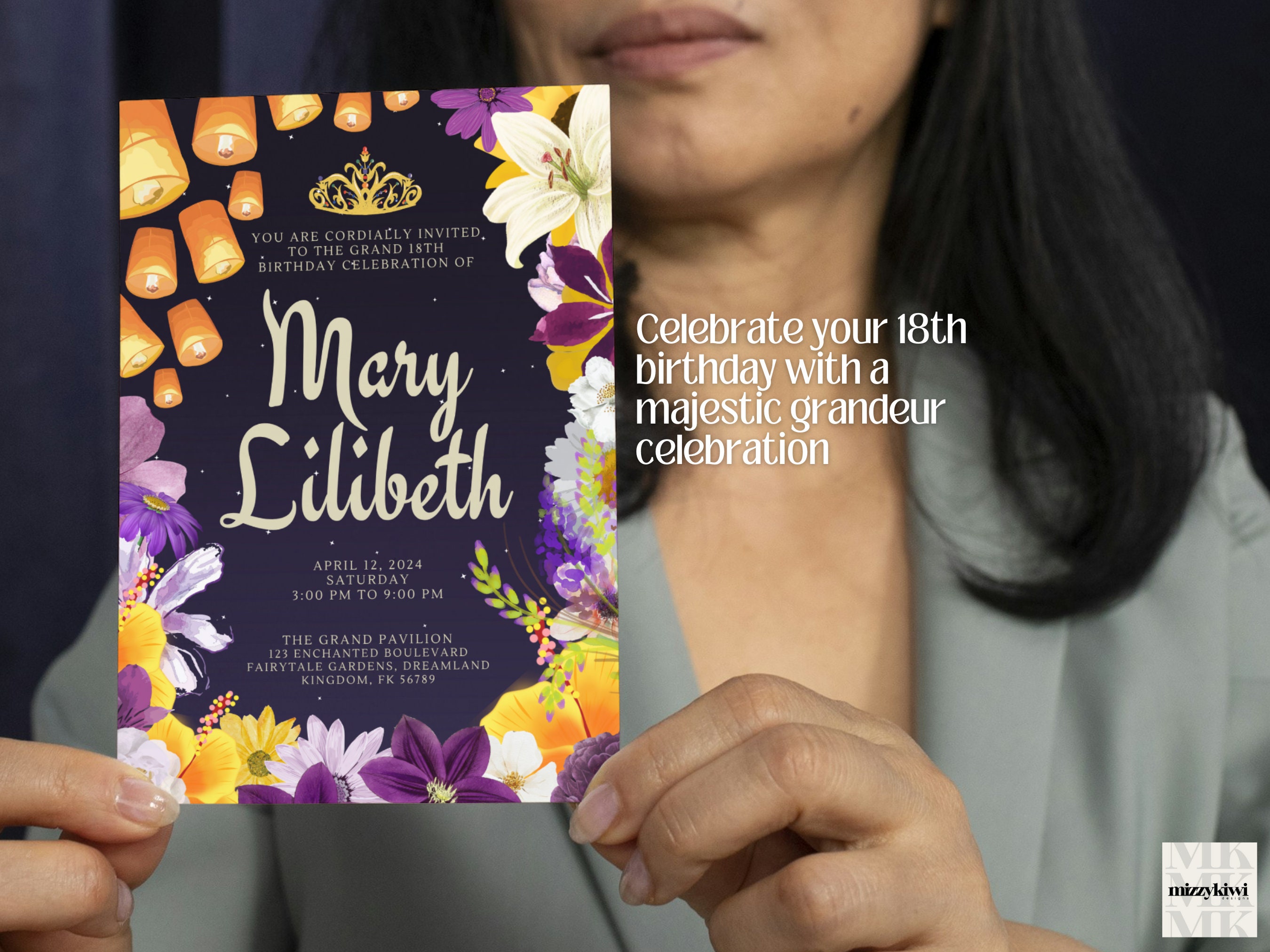 18th Birthday Invitation Card Template Fully Editable Elegant Floating ...