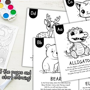 Cute Animals Coloring Book Printable, ABC Alphabet Pages Preschool Busy ...