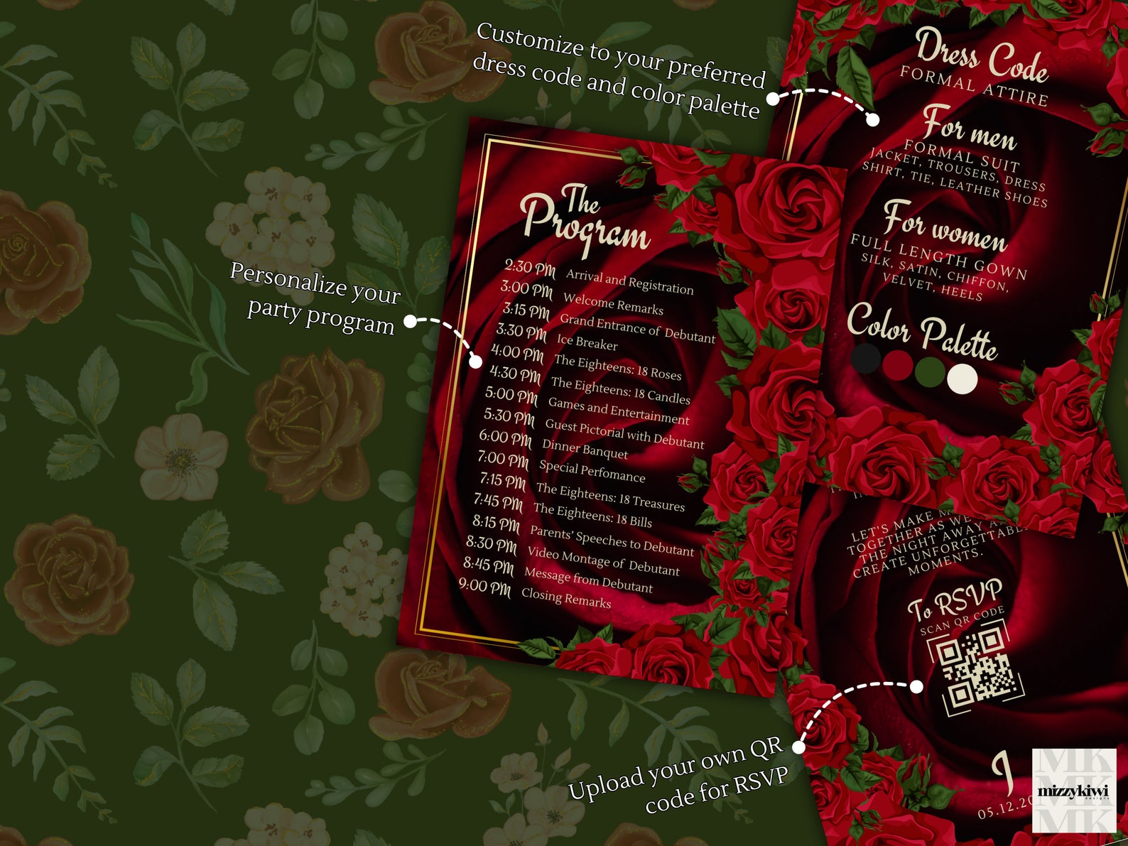 18th Birthday Invitation Card Template Full Editable Elegant Gold and ...