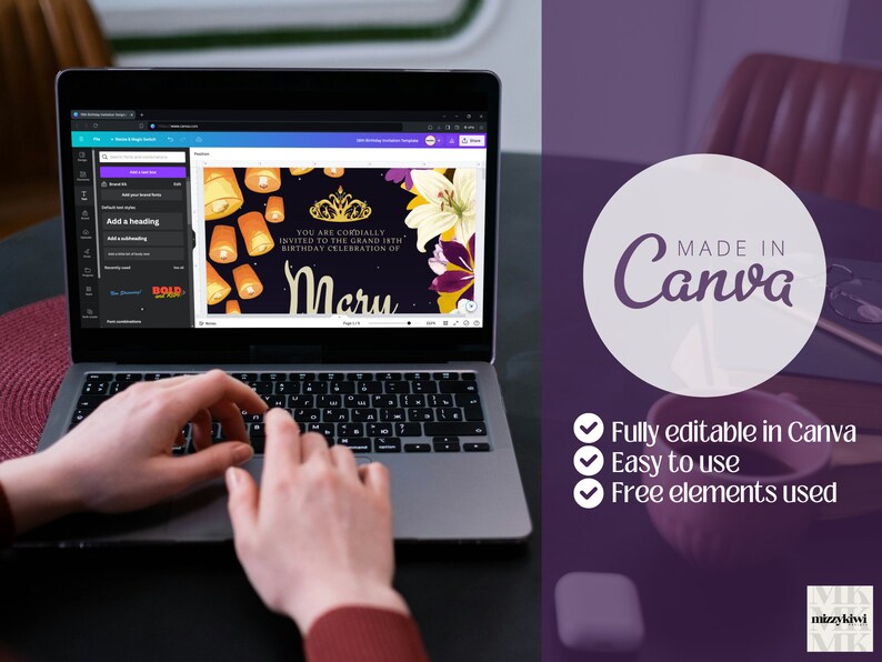 18th Birthday Invitation Card Template Fully Editable Elegant Floating ...