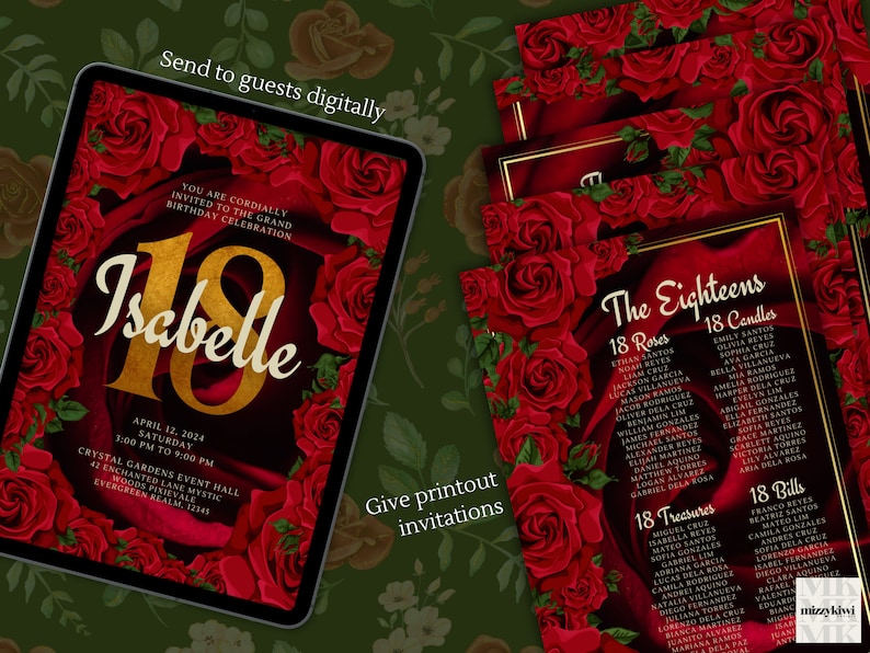 18th Birthday Invitation Card Template Full Editable Elegant Gold and ...