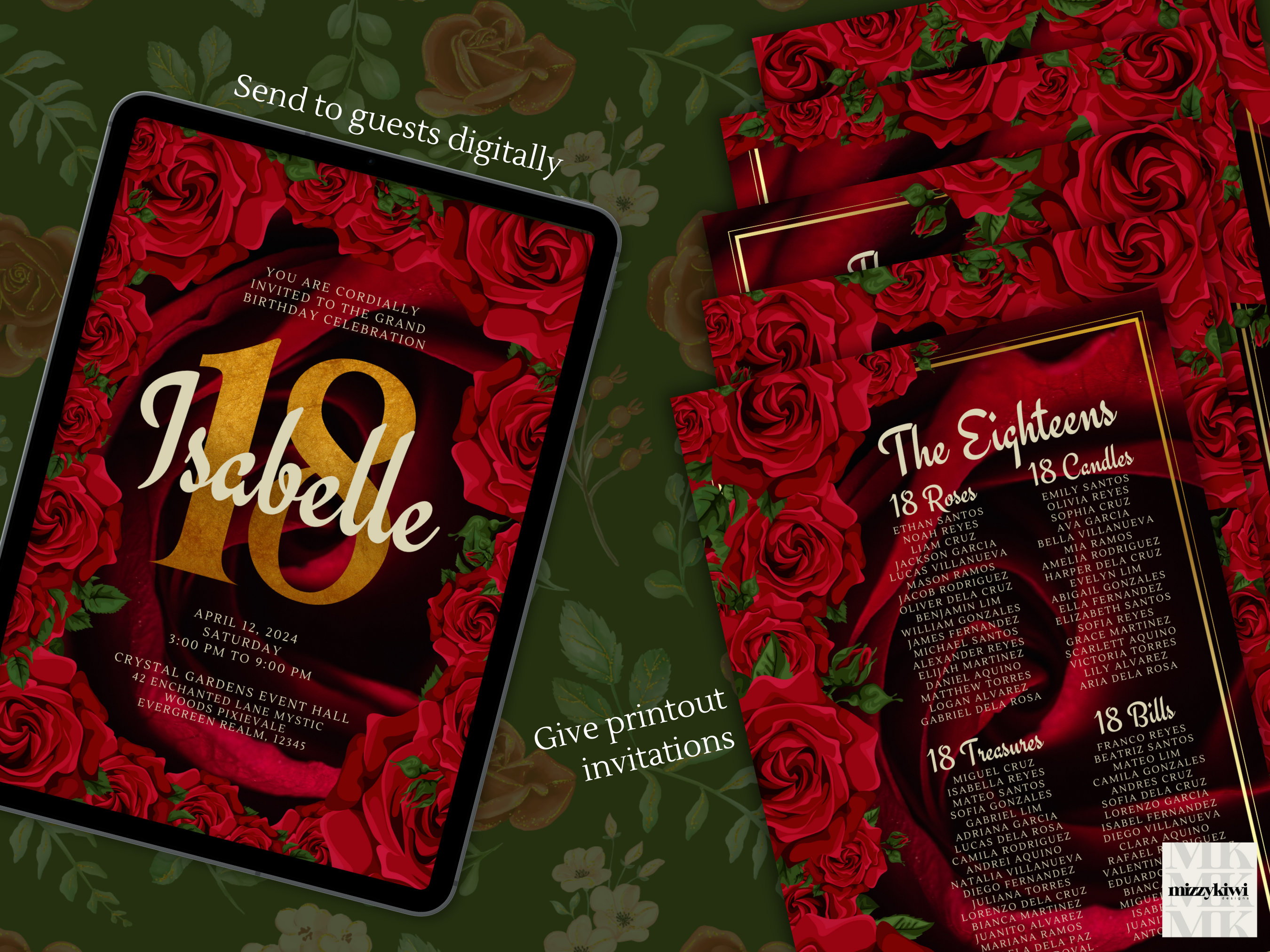 18th Birthday Invitation Card Template Full Editable Elegant Gold and ...