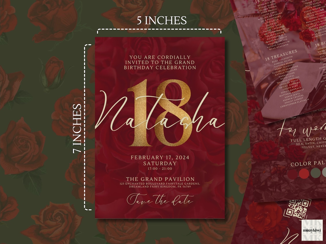 18th Birthday Invitation Card Template Full Editable Elegant Gold and ...