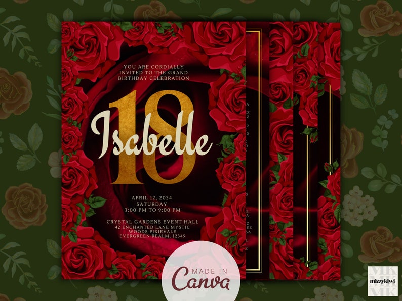 18th Birthday Invitation Card Template Full Editable Elegant Gold and ...