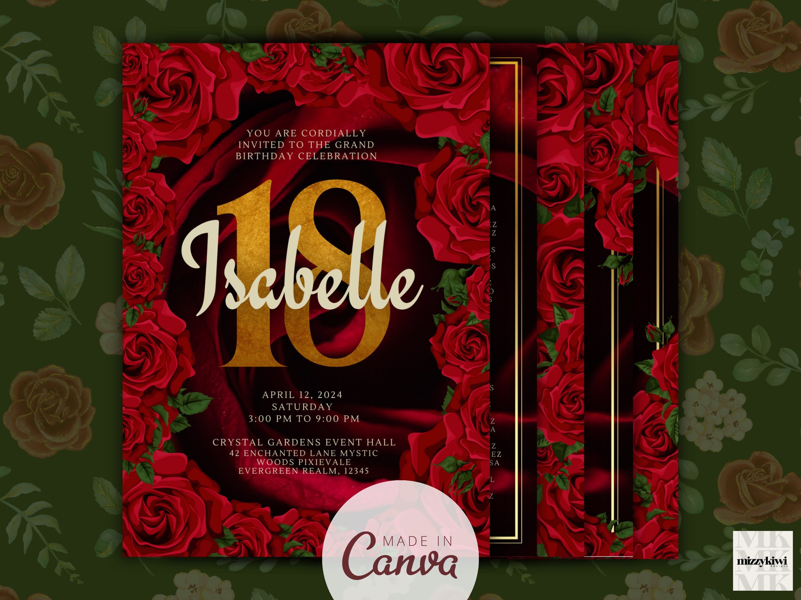 18th Birthday Invitation Card Template Full Editable Elegant Gold and ...