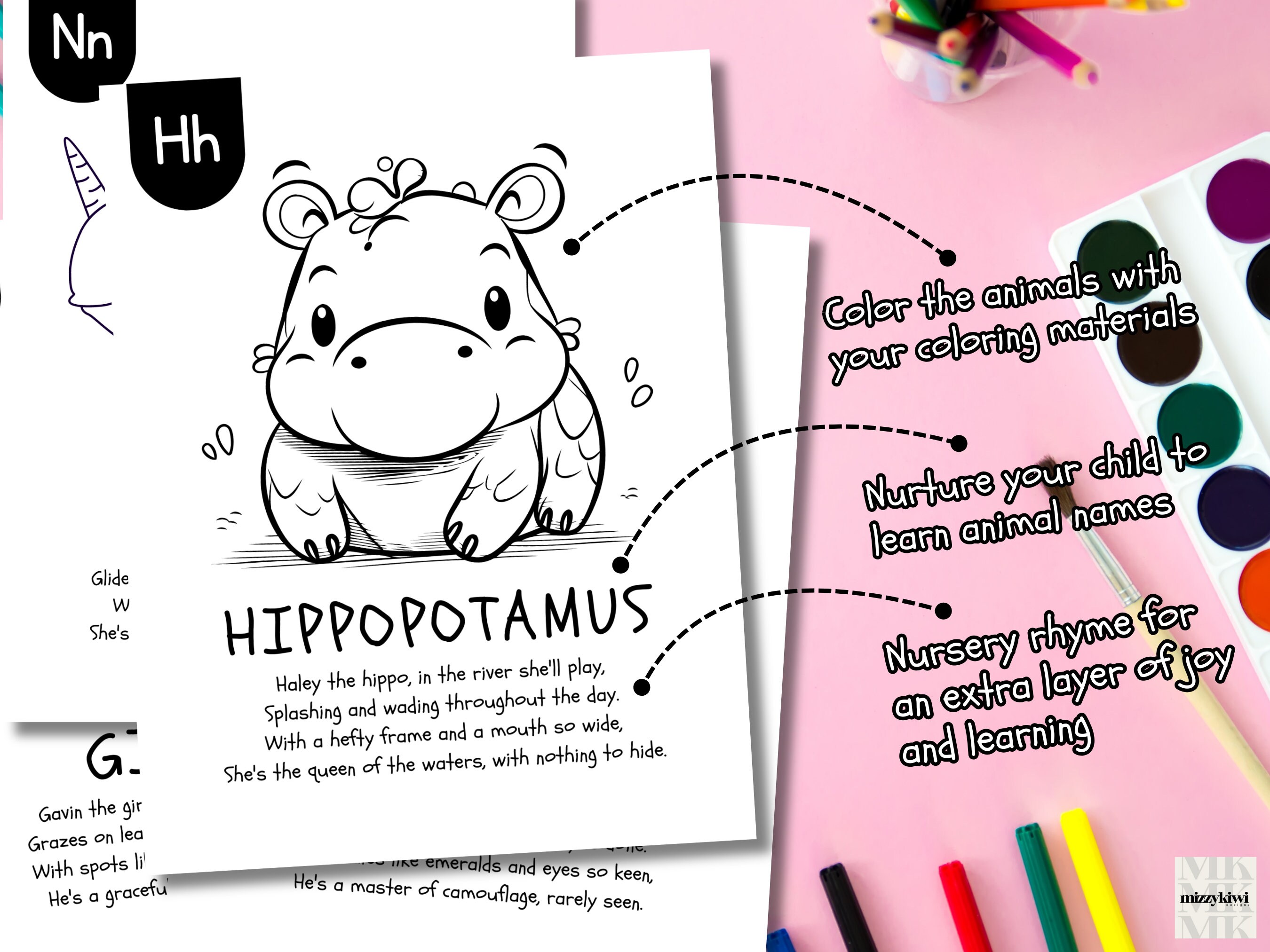 Cute Animals Coloring Book Printable, ABC Alphabet Pages Preschool Busy ...
