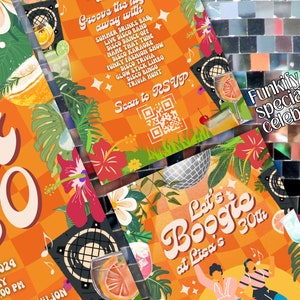 Disco Garden Party Birthday Invitation Card Template Editable, Summer ...