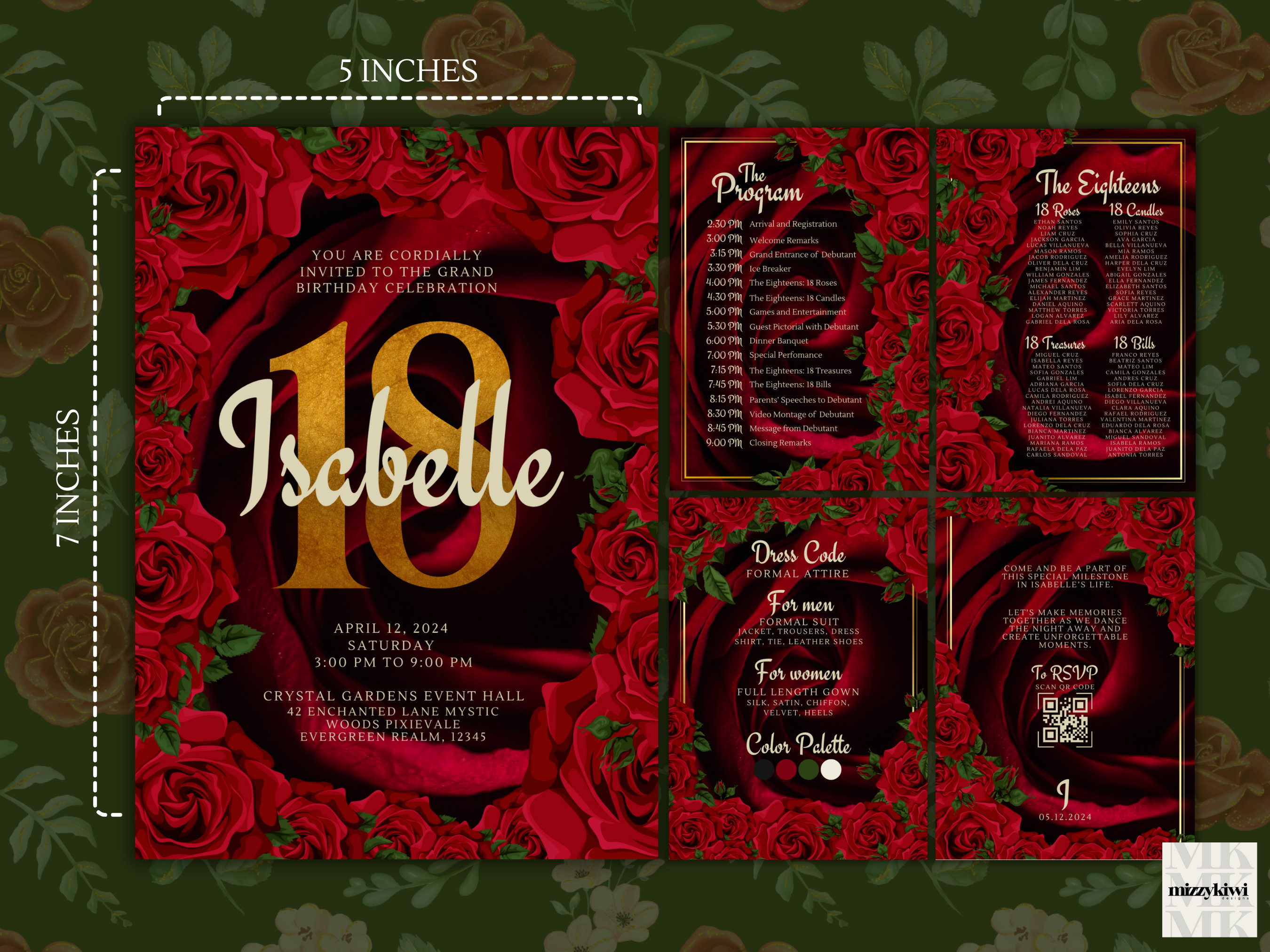 18th Birthday Invitation Card Template Full Editable Elegant Gold and ...