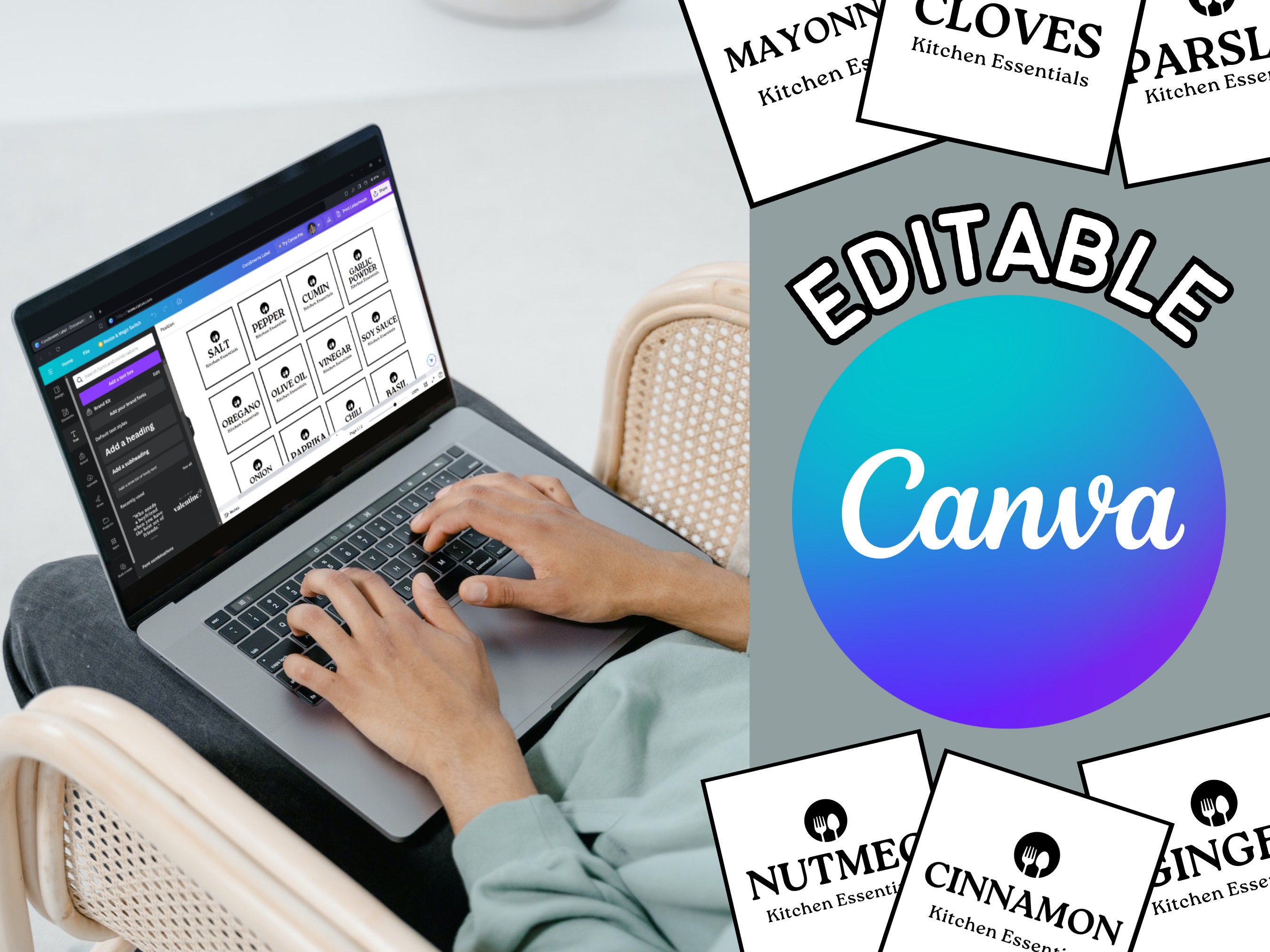 Editable Kitchen Label Canva Template Kitchen Condiments Organization ...