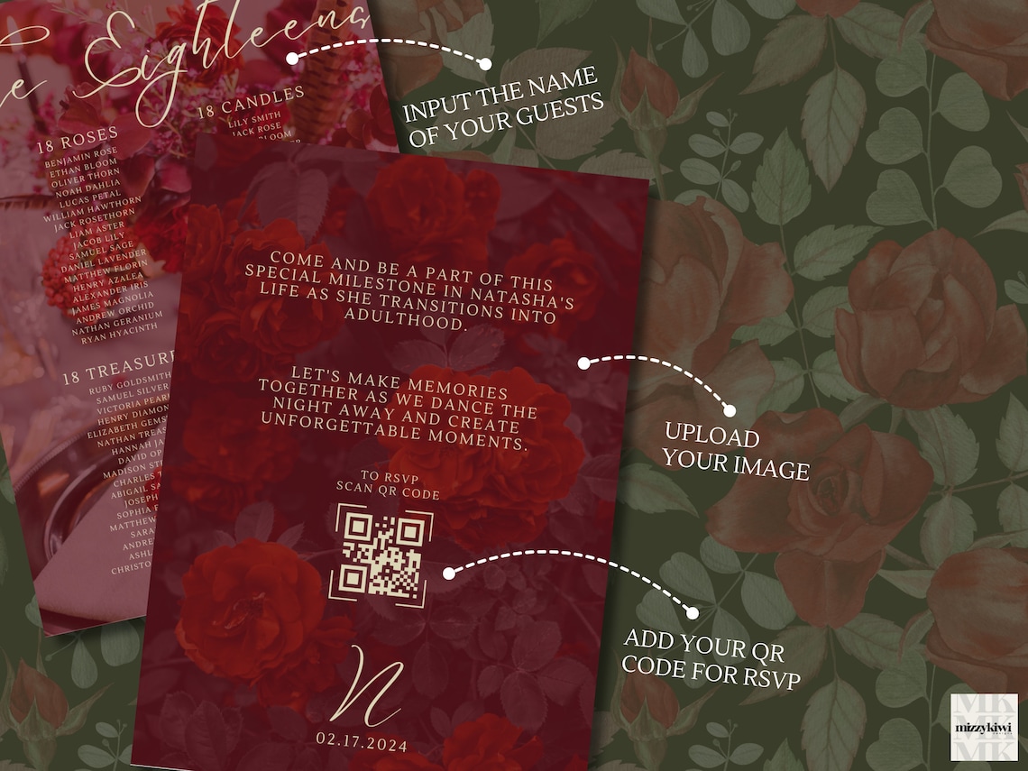 18th Birthday Invitation Card Template Full Editable Elegant Gold and ...