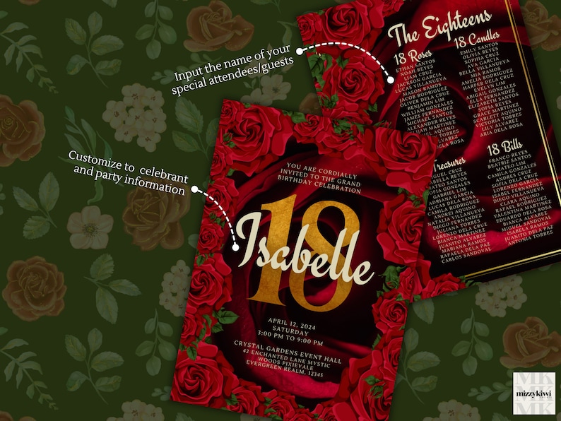 18th Birthday Invitation Card Template Full Editable Elegant Gold and ...