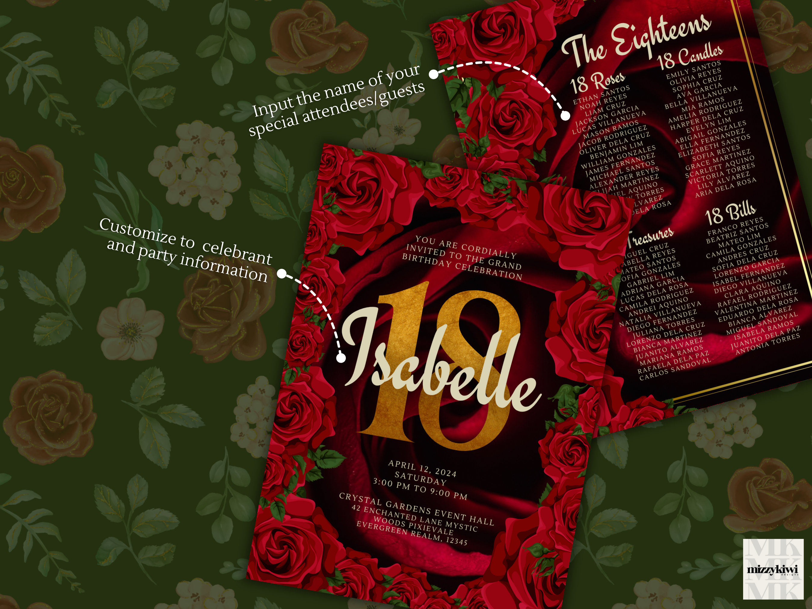 18th Birthday Invitation Card Template Full Editable Elegant Gold and ...