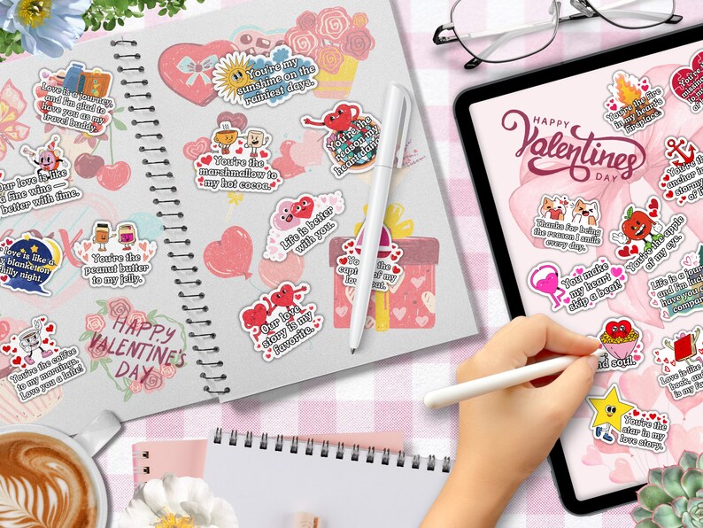 Printable Valentine Stickers Cute Love Stickers Heartfelt Message, Pink ...