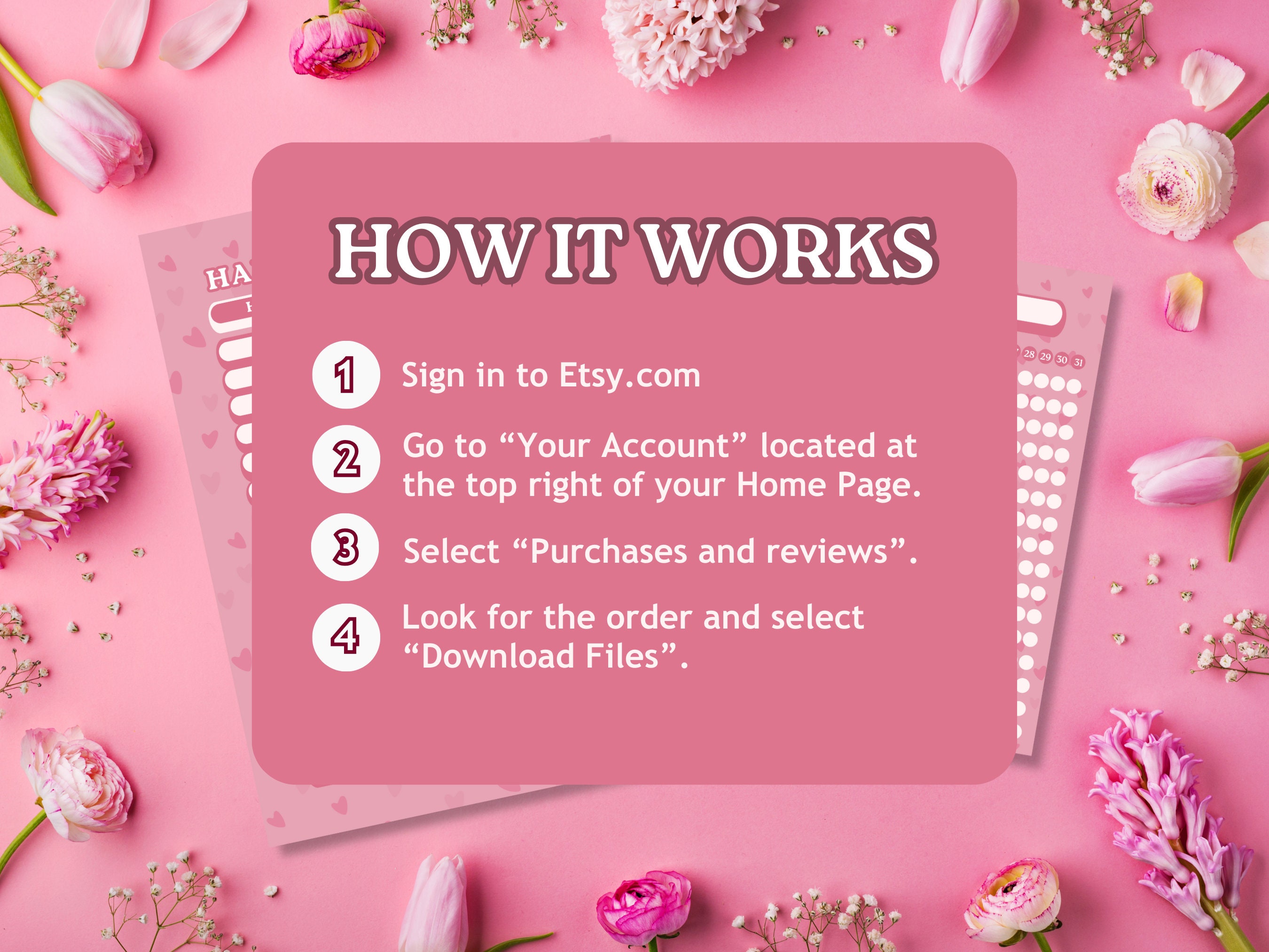 Printable Cute Habit Tracker Pink Monthly Habit Tracker Heart Flower ...