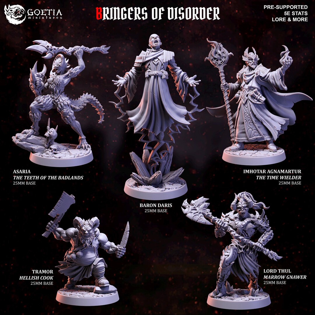 Bringers of Disorder 5 Minis Heroes and Villains - Etsy
