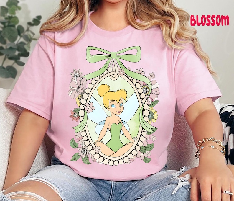 Retro Disney Tinker Bell Floral Comfort Colors Shirt, Tinkerbell Floral ...