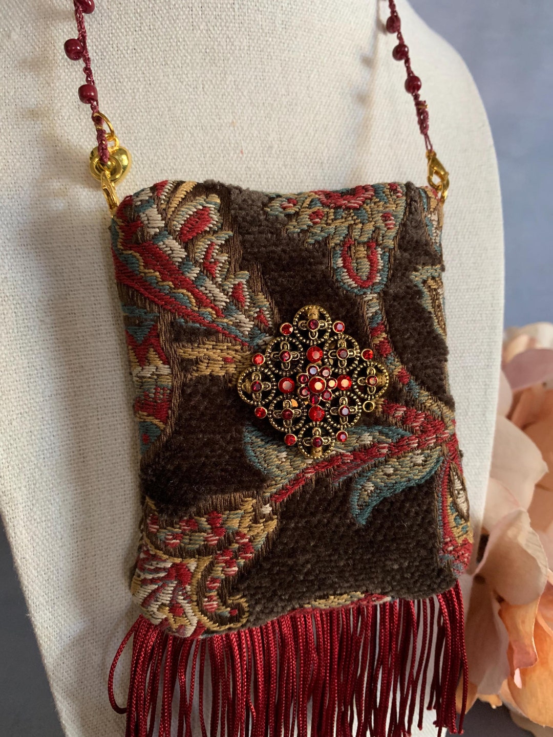 Beaded Crochet Amulet Necklace, Boho Style Talisman Pouch FREE SHIPPING ...