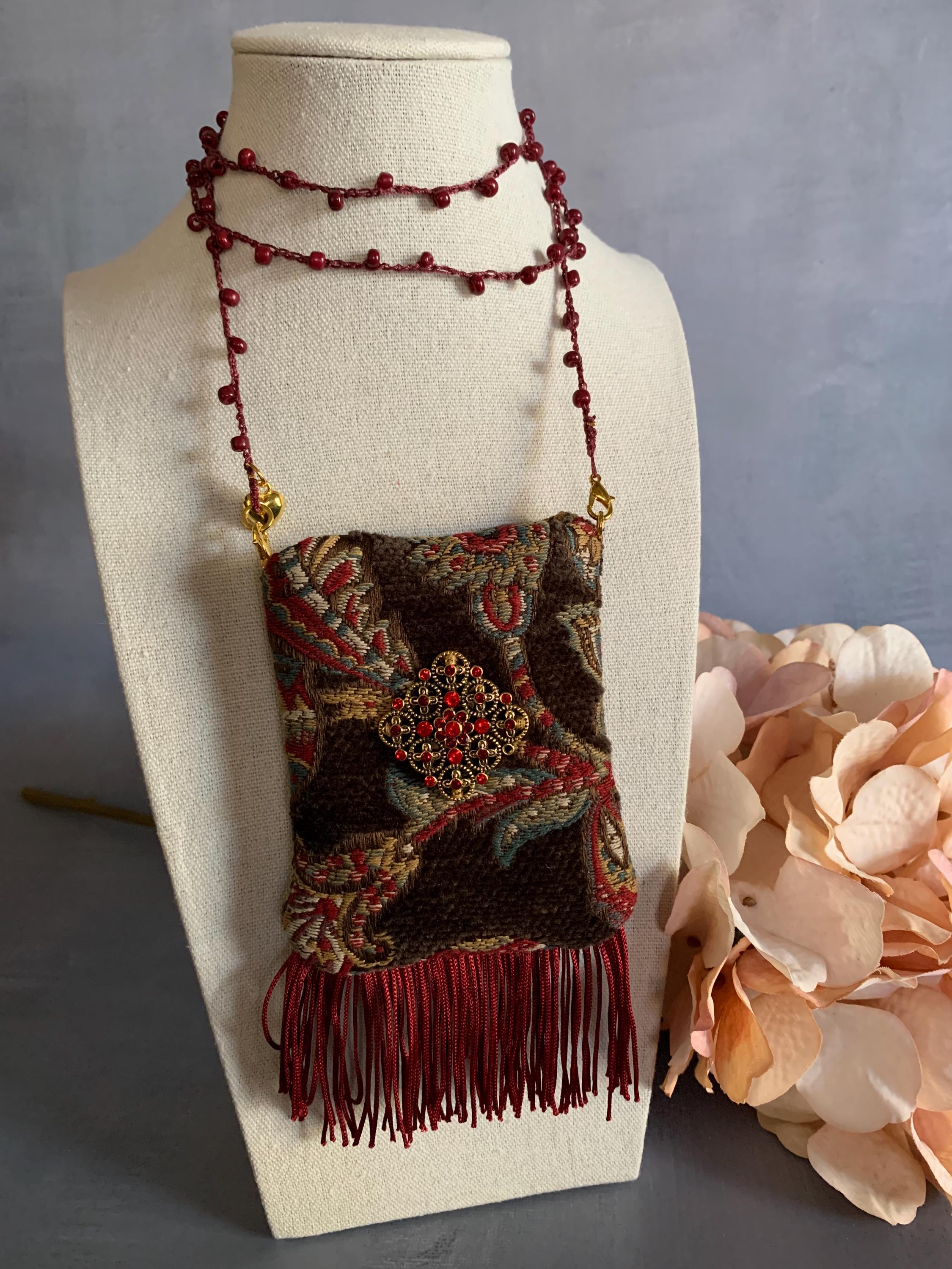 Beaded Crochet Amulet Necklace, Boho Style Talisman Pouch FREE SHIPPING ...