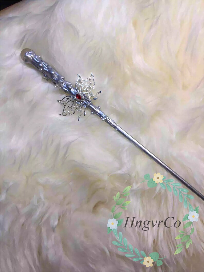 Silver Magic Wand With Pearls Butterfly Wizard Wand Original Fairy Wand ...