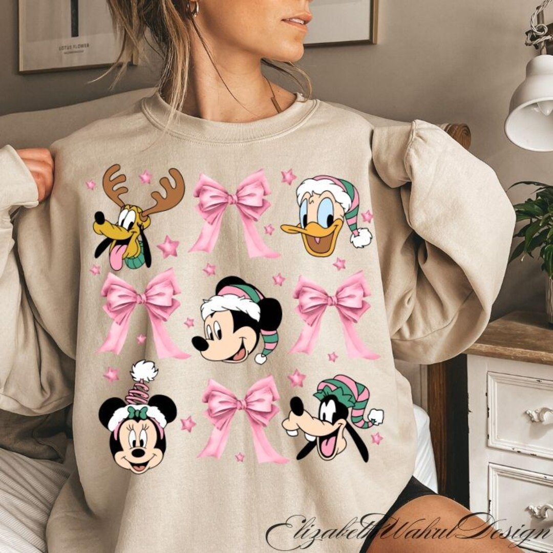 Christmas Mouse Cotteque Bow PNG File, Christmas Characters Png ...