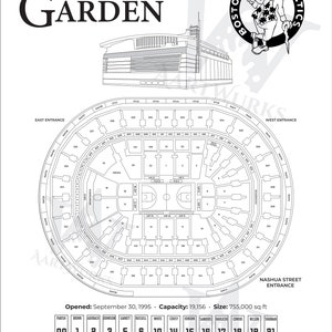 Boston Celtics TD Garden Seating Plan Poster: Laser Engraving ...