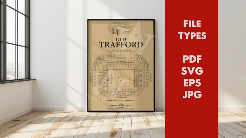 Old Trafford, Manchester United Seating Poster. Home of Manchester ...