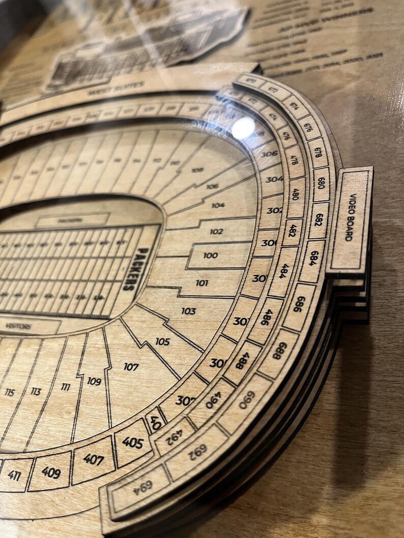 Lambeau Field - Seating Chart Digital Files for Layered Laser Engraving ...