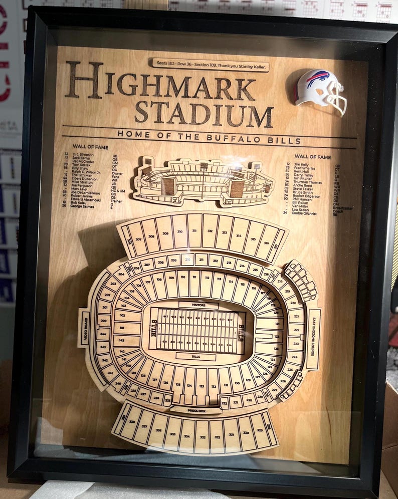 Highmark Stadium Wood Wall Art: Buffalo Bills Shadow Box With Mini ...