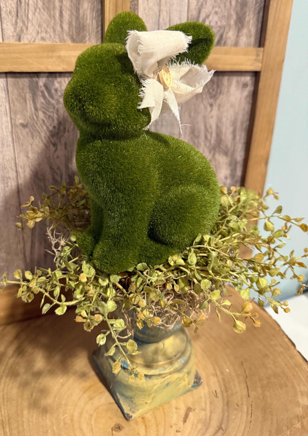 Handmade Moss Bunny Topiary, Upcycled Spring Decor, Shabby Chic Easter ...