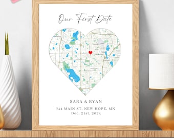 First Date Map Where We Met Map Engagement Print First Dating Paper ...