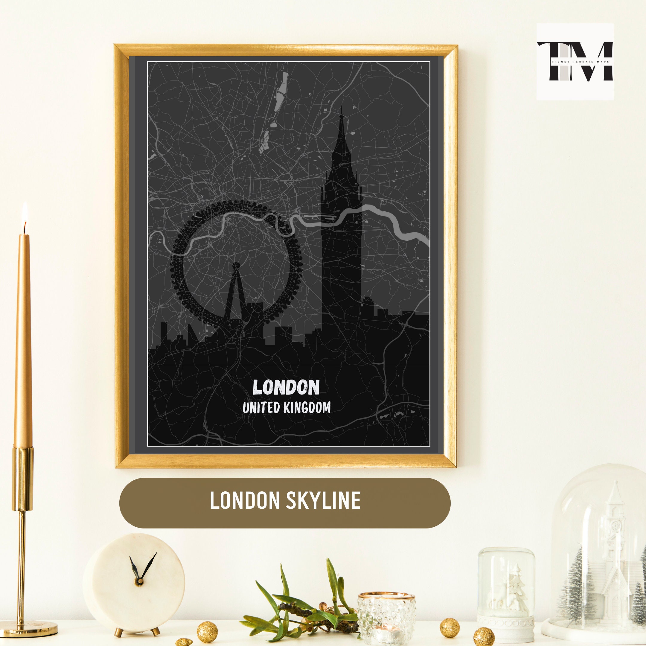 London Skyline Poster, London Architecture Map, Travel Art Print ...