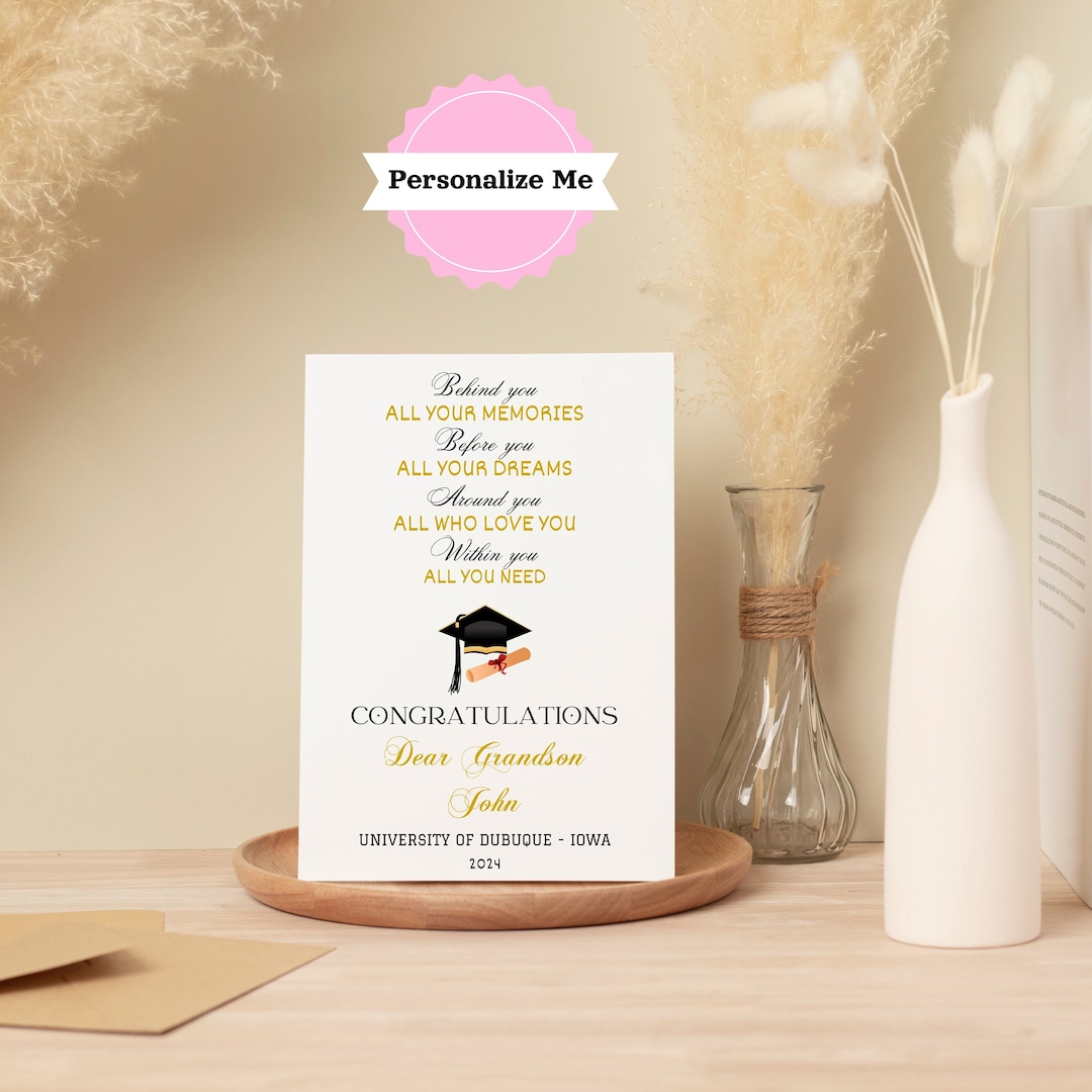 Personalized Phd Graduation Card Grandson Granddaughter Daughter Son ...