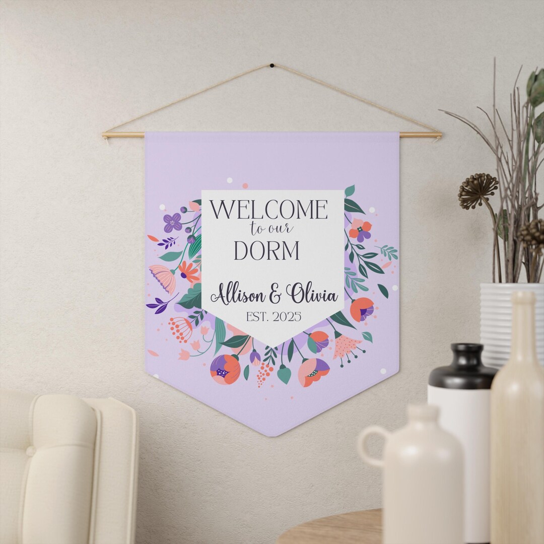 Personalized Floral Welcome Dorm Room Decor, Welcome to Our Dorm ...
