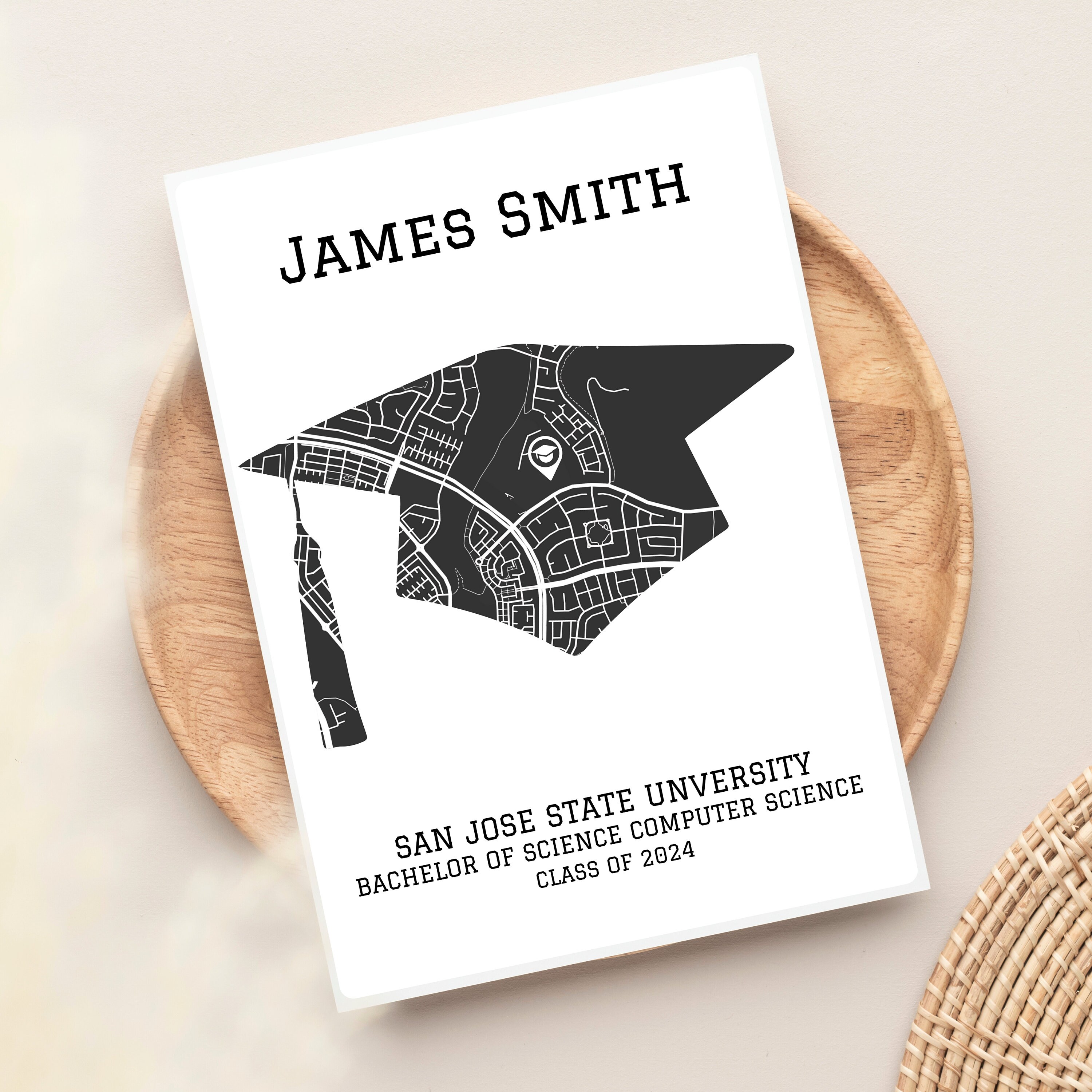 Custom University Map Graduation Gift, Personalized College Campus Map ...