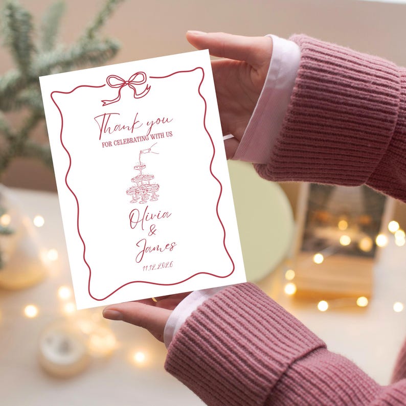 Coquette Border Wedding Thank You Cards Set of 10 Personalized Hand ...