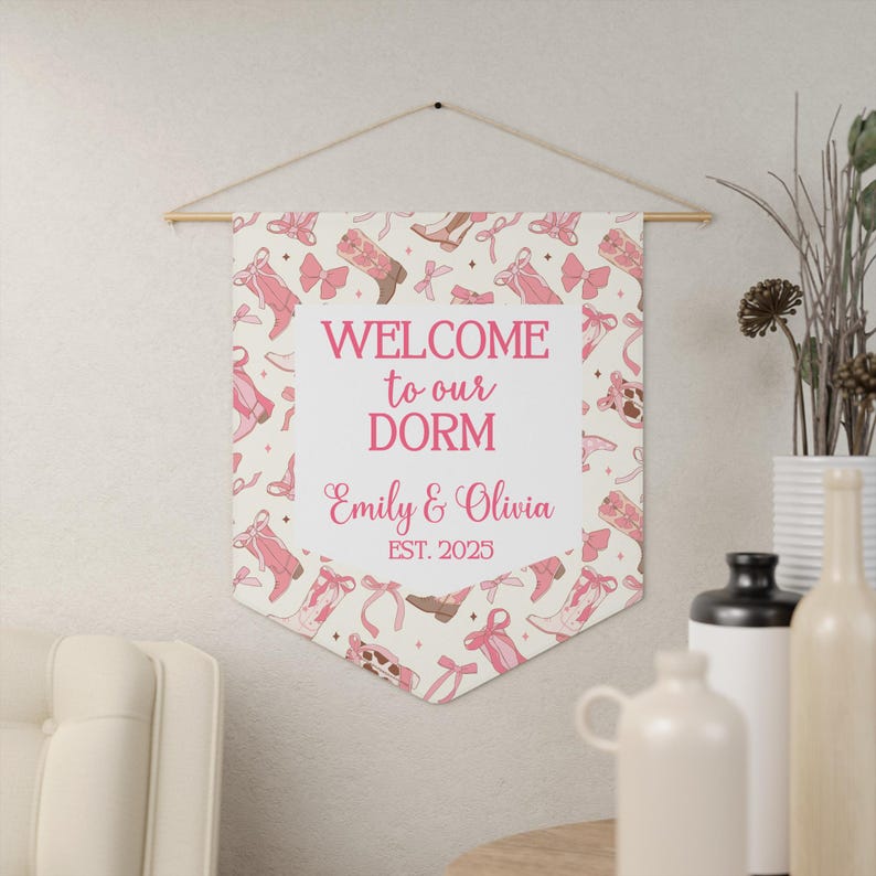 Personalized Dorm Sign, Preppy Coquette Cowgirl Boots With Bow Dorm ...