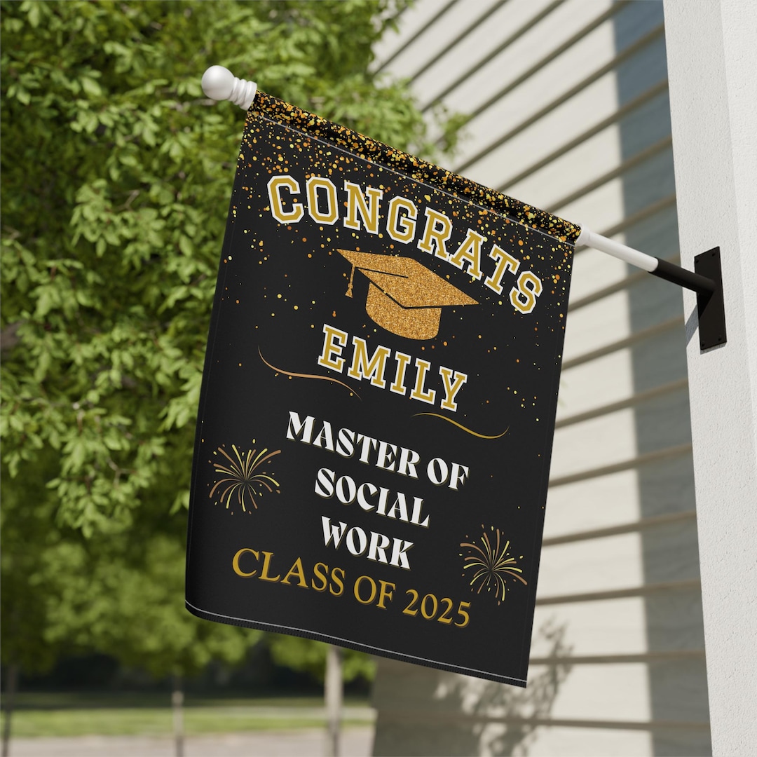 Personalized MSW LCSW Graduation Sign Garden Flag Social Worker ...
