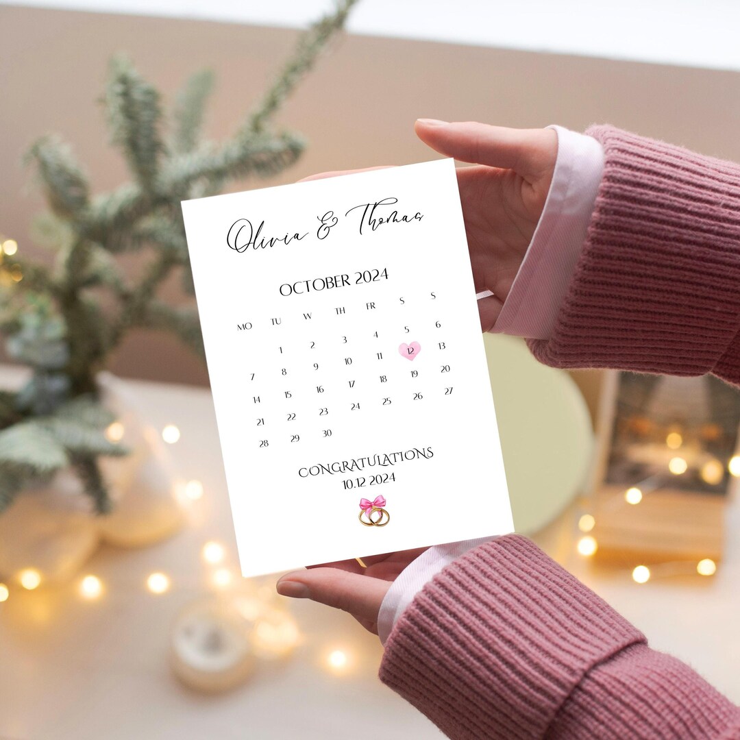 Congratulations Calendar Card on Your Wedding Day Card Wedding Date ...