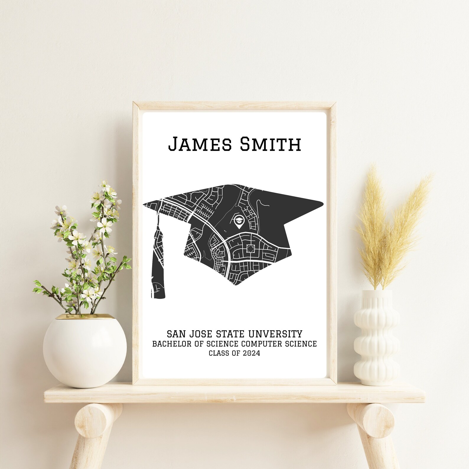 Custom University Map Graduation Gift, Personalized College Campus Map ...