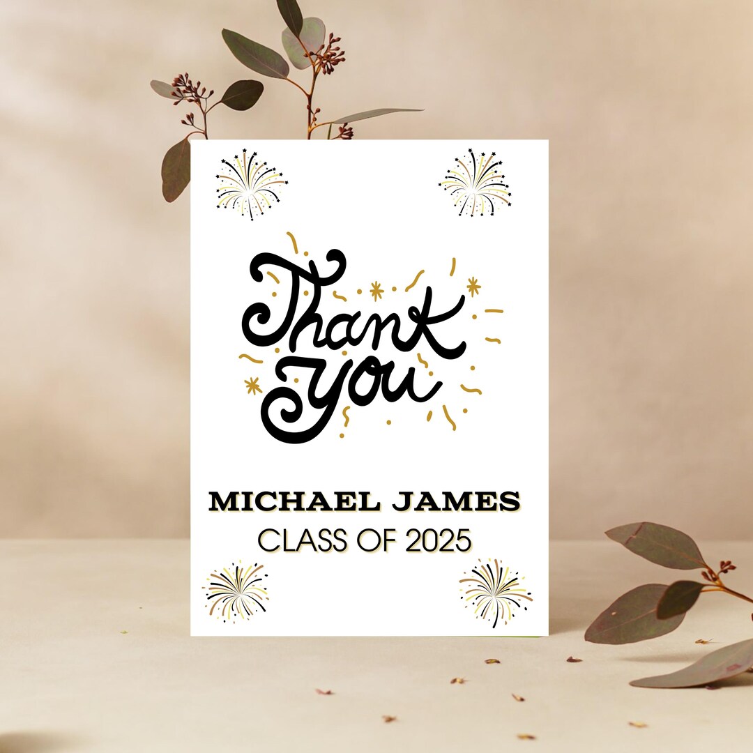 Personalized Graduation Thank You Card Class of 2025 Card Set ...