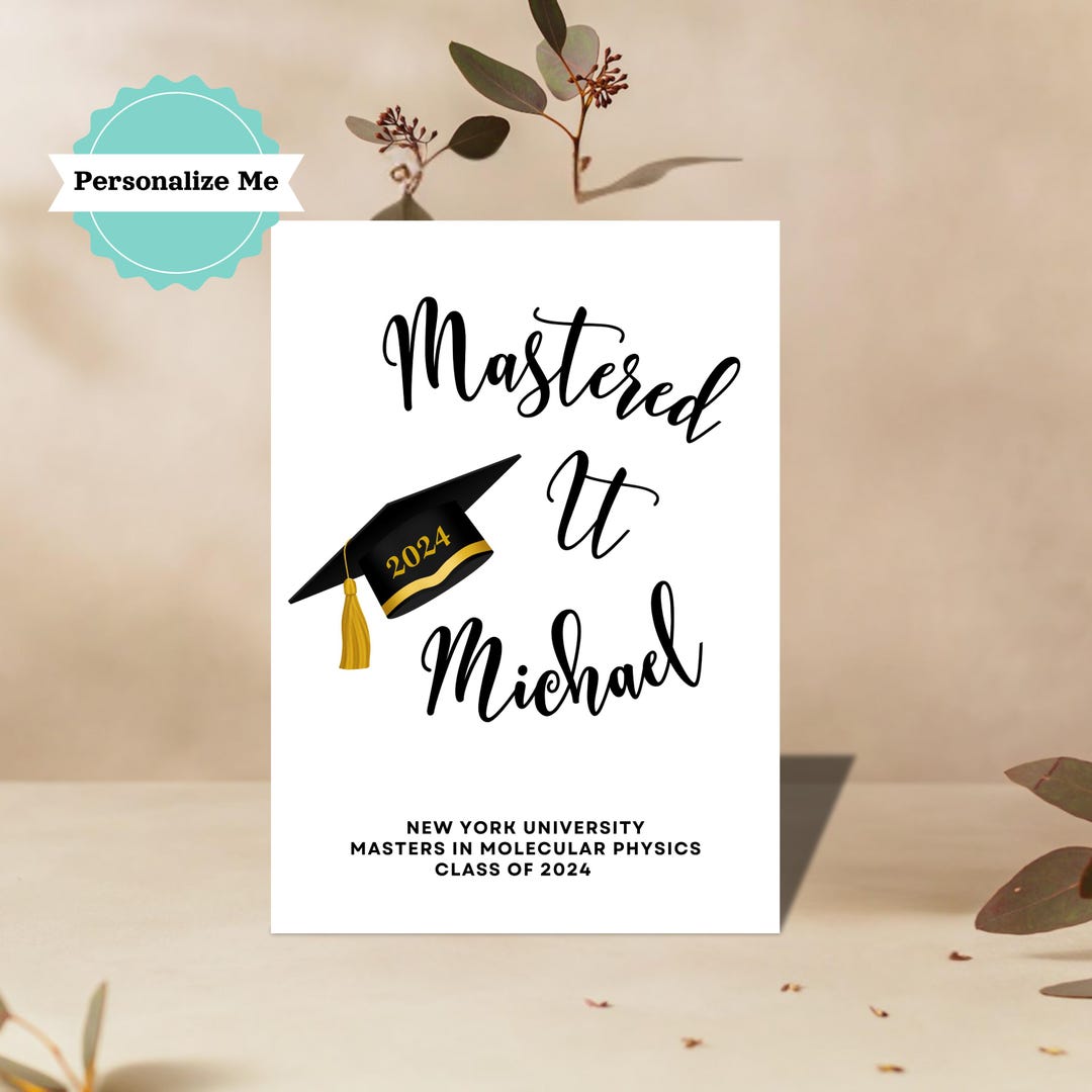Personalized Masters Graduation Card Mastered It MBA Masters Degree for ...