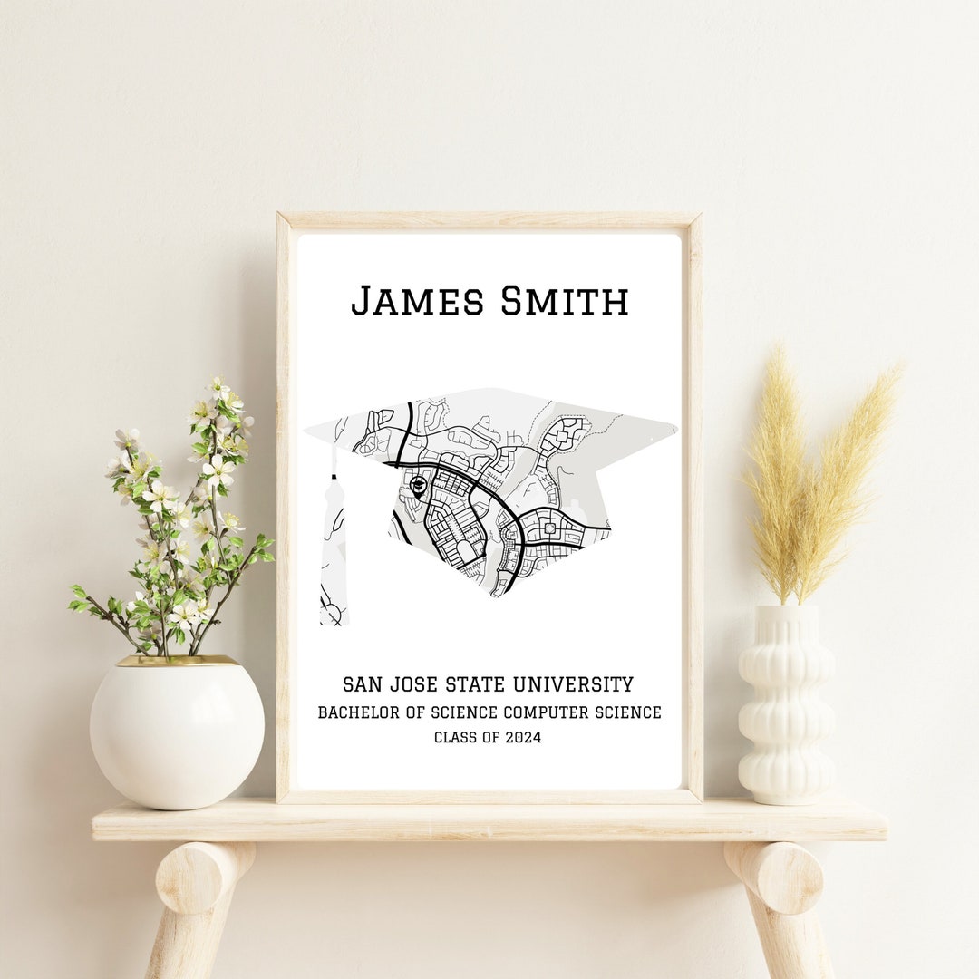 Personalized College Wall Art School Map College Dorm Room Decor Poster ...