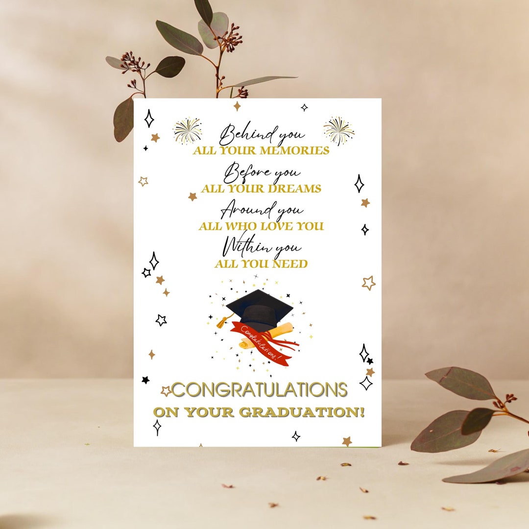 Graduation Card, Graduation Poem Class of 2026 Card Set, High School ...