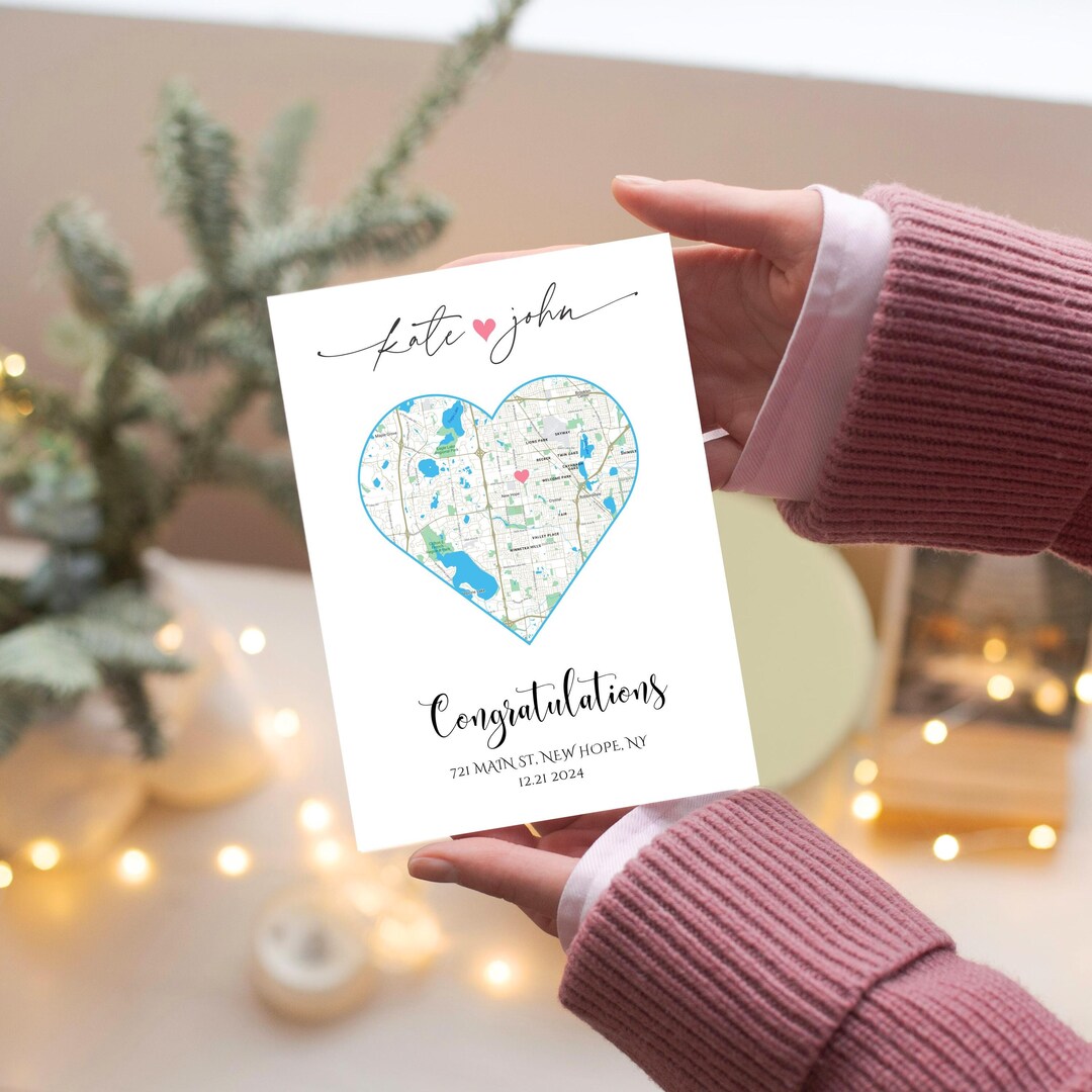 Personalized Engagement Card Custom Location Map Card for Best Friend ...