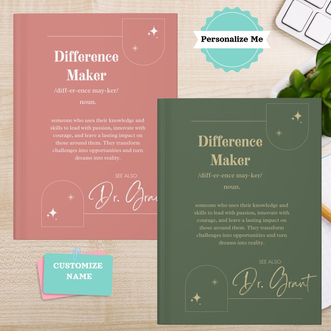 Sponsor Gifts, Personalized Difference Maker Hardcover Journal, Gift ...