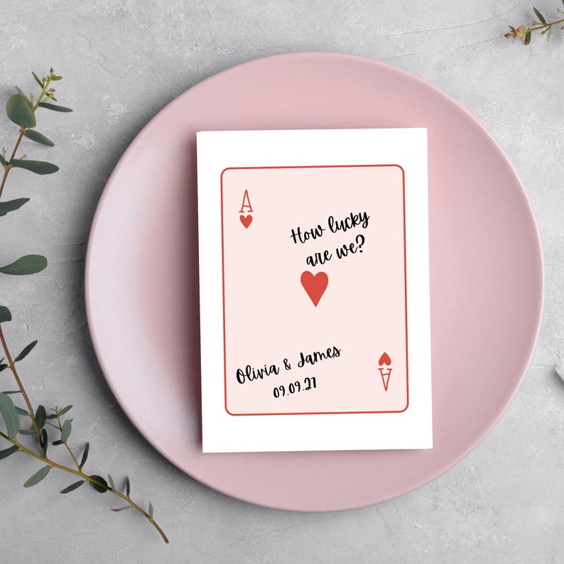 Personalized Ace of Hearts Card, Lucky in Love, Sentimental Anniversary ...
